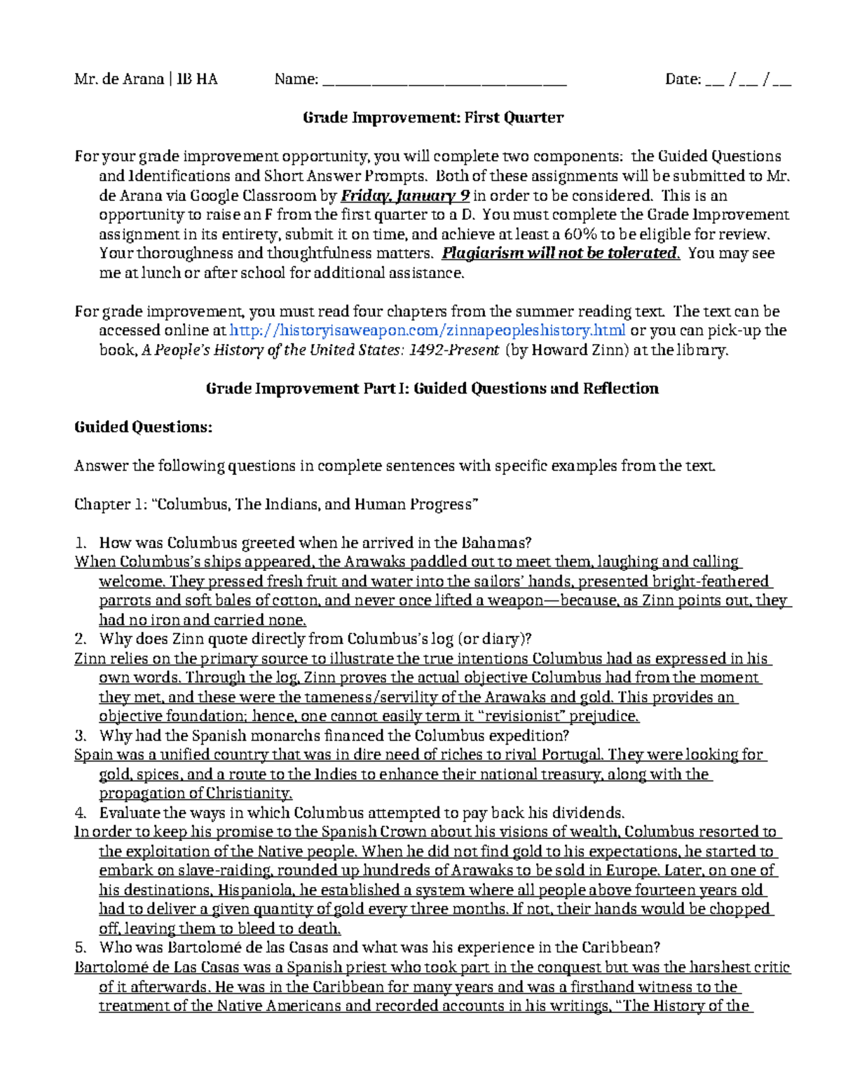 Arianna Stallworth - IB HA Grade Improvement Assignment: First Quarter ...