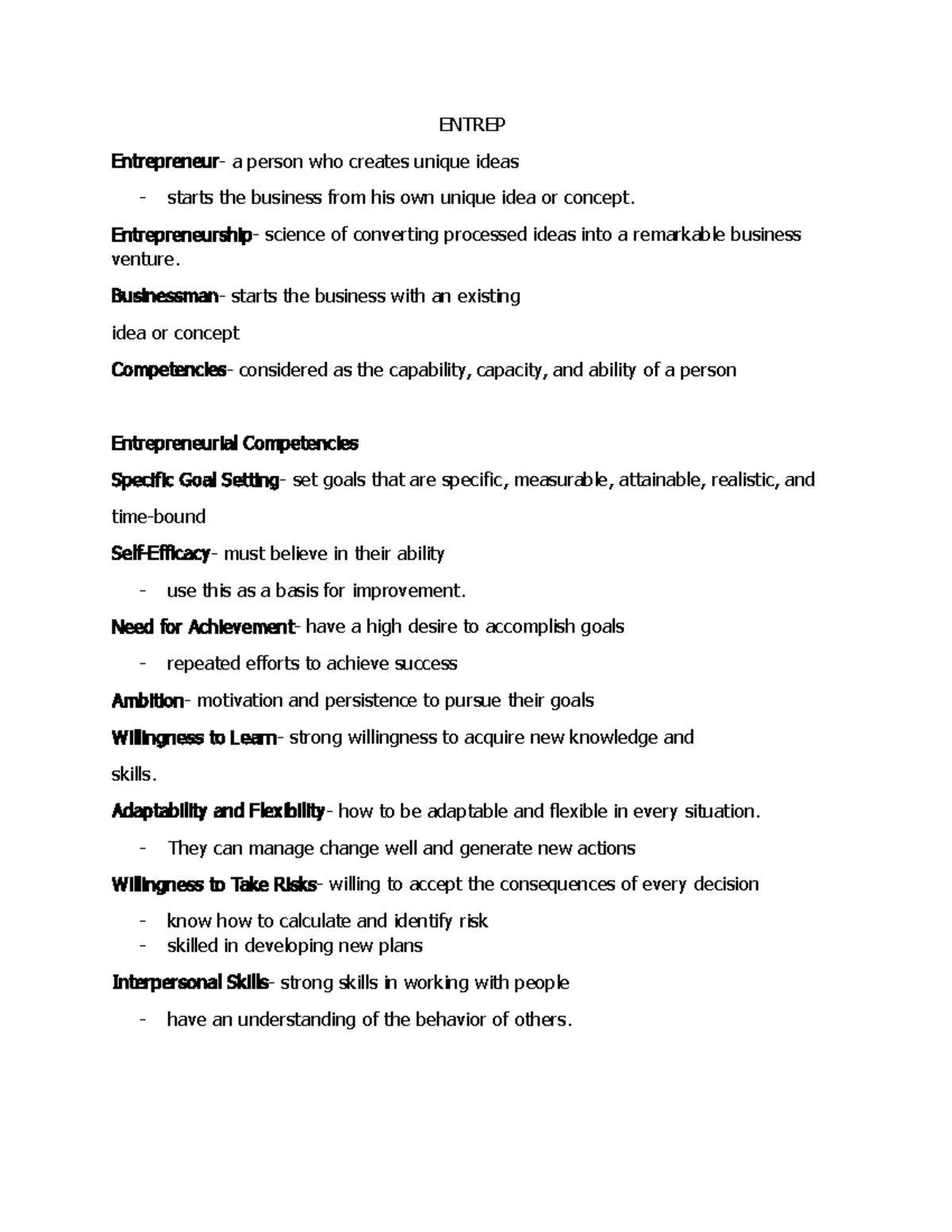 Entrep - goofluck - ENTREP Entrepreneur- a person who creates unique ...