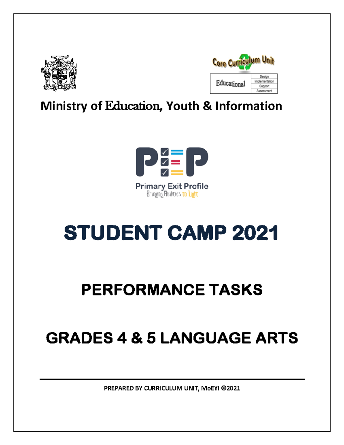 Grades 4 & 5 Language Arts Performance Tasks for PEP Prep - Studocu