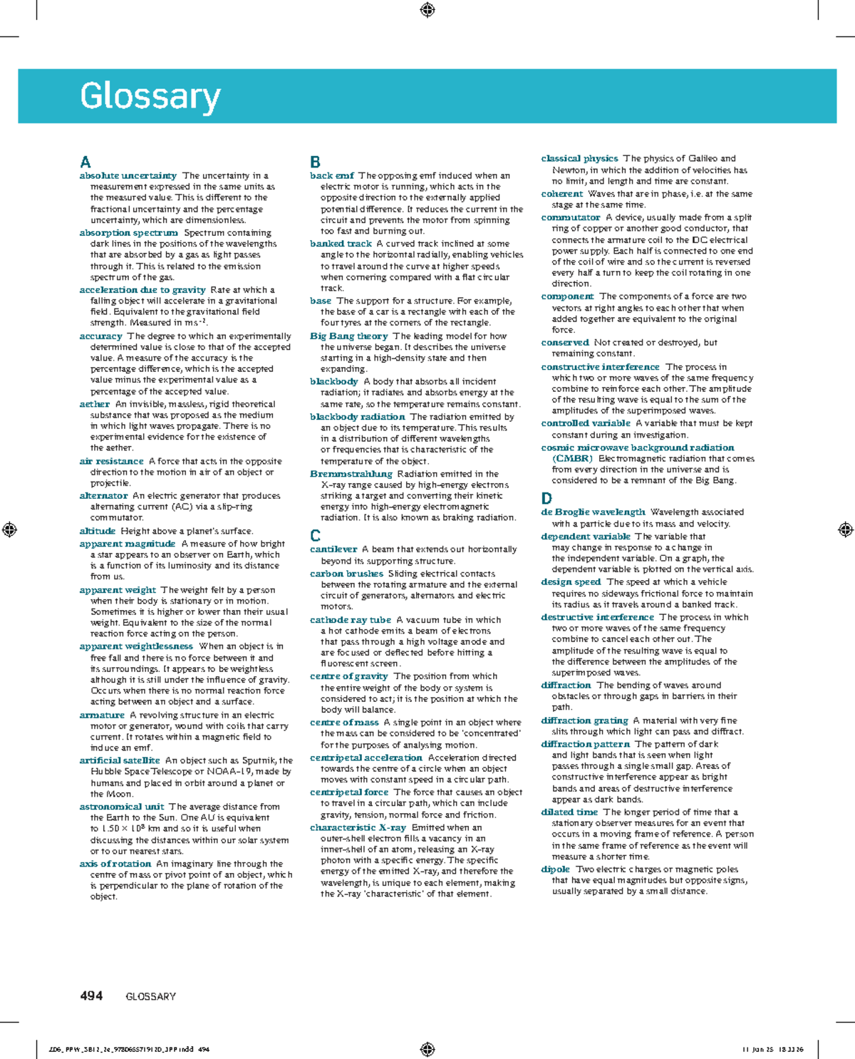 Glossary of Key Terms in Physics (Z06_PPW_SB12) - Studocu