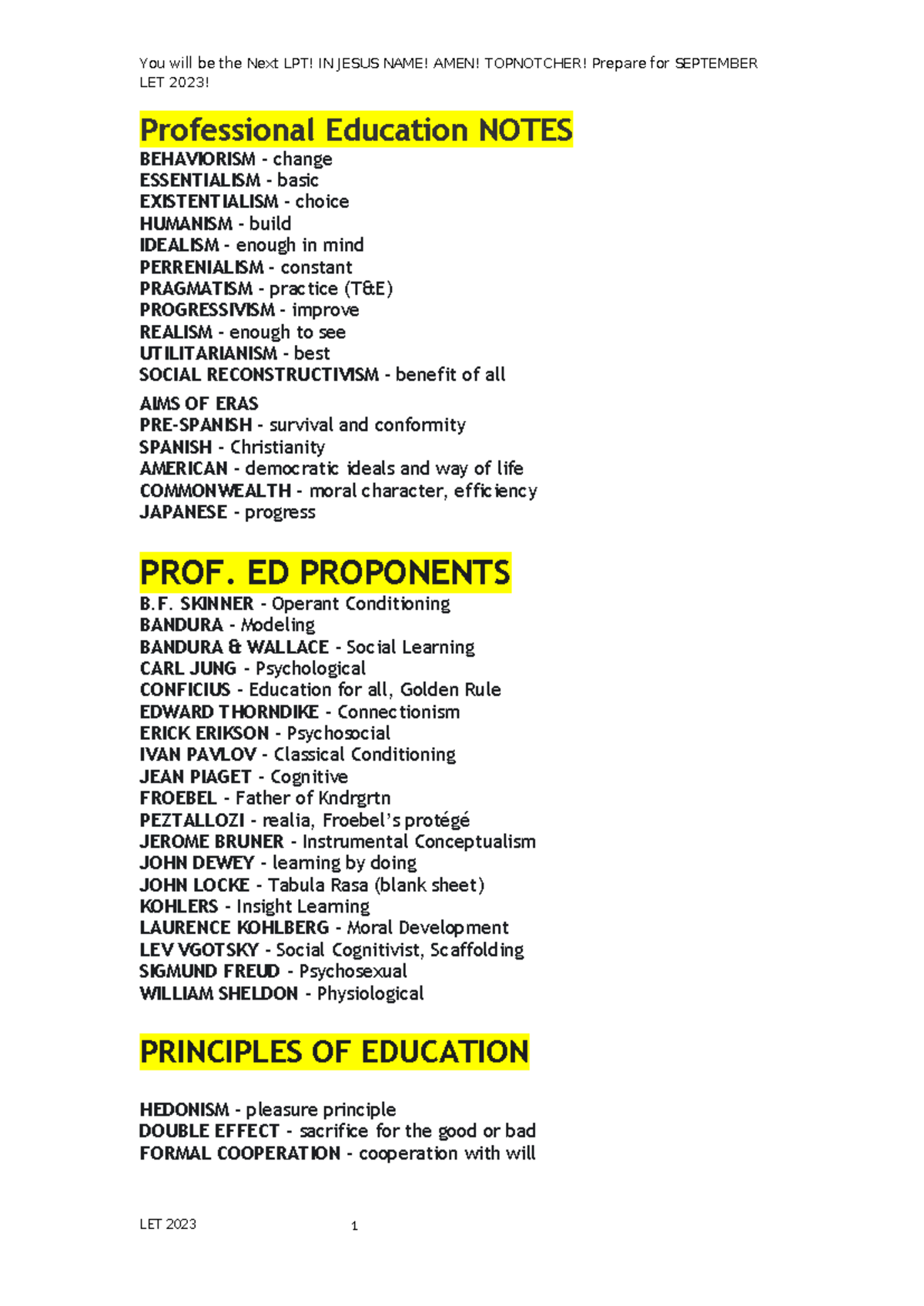 LET 2023: Comprehensive Professional Education Notes for Future LPTs ...