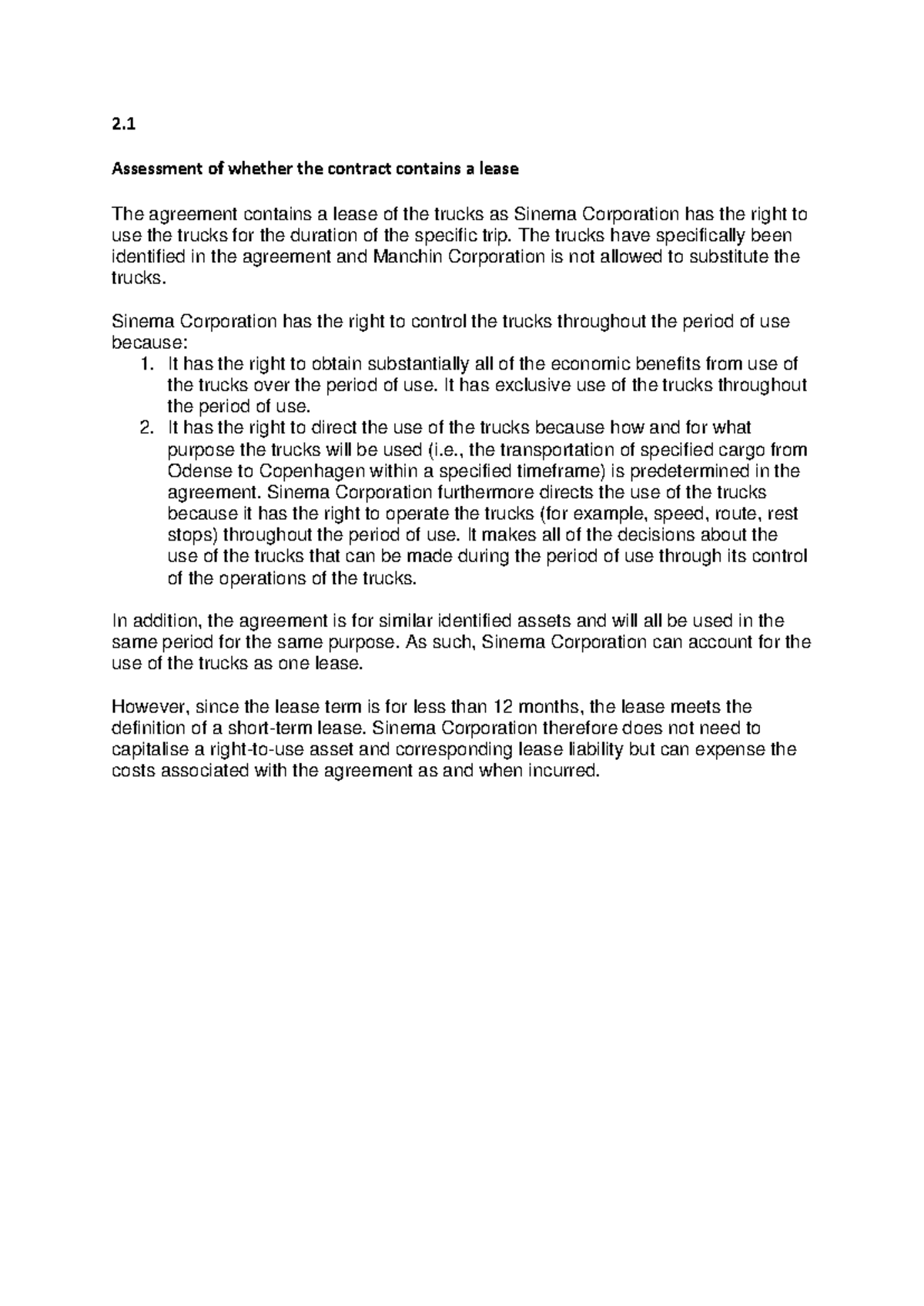 Solution to Assignment 2: Lease Assessment & Journal Entries (2021 Exam ...