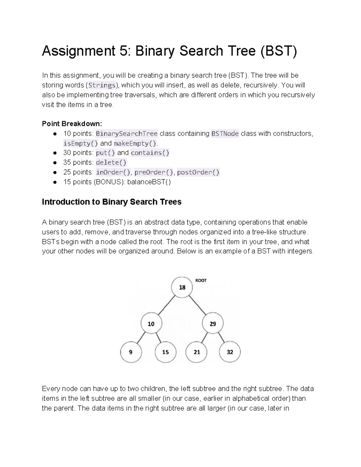Assignment 5 - CMPS 12B - Assignment 5: Binary Search Tree (BST) In ...