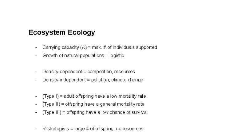 Ch. 46 - Biology: Ecosystem Ecology and Population Dynamics - Studocu