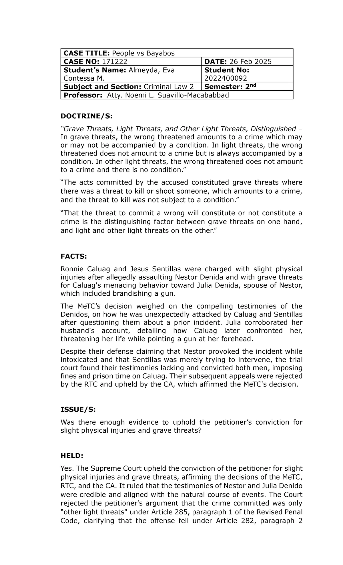 Criminal Law 2: Case Study on People vs. Bayabos and Hazing Elements ...