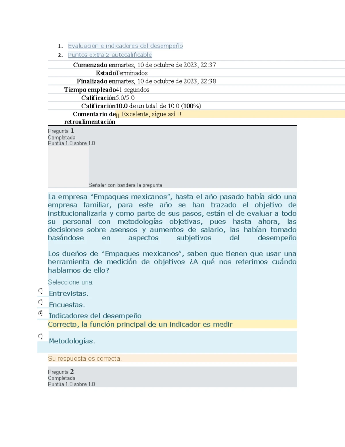 Evaluación e indicadores del desempeño sem 4 - Evaluación e indicadores del desempeño Mis cursos ...