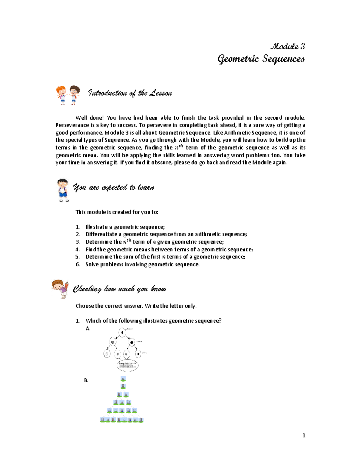 Math-10 Q1 W3-4 - sasasasa - Module 3 Geometric Sequences Introduction of the Lesson Well done ...