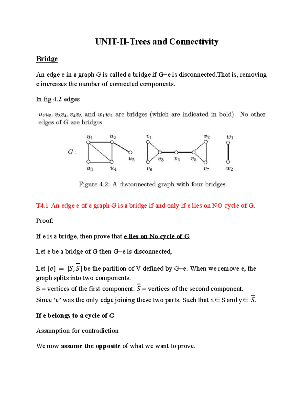 Unit II: Graph Theory - Bridges, Trees, and Cut Vertices - Studocu