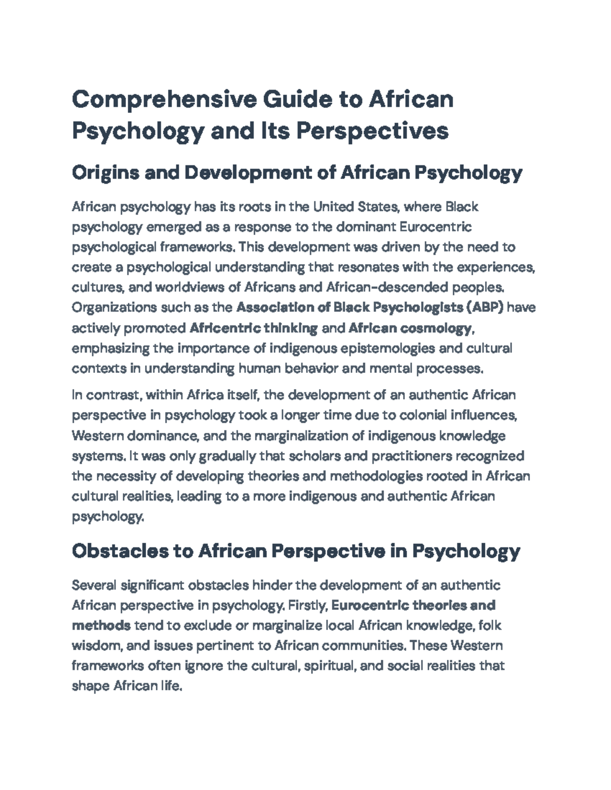 Comprehensive Guide to African Psychology: Ubuntu Perspectives and ...