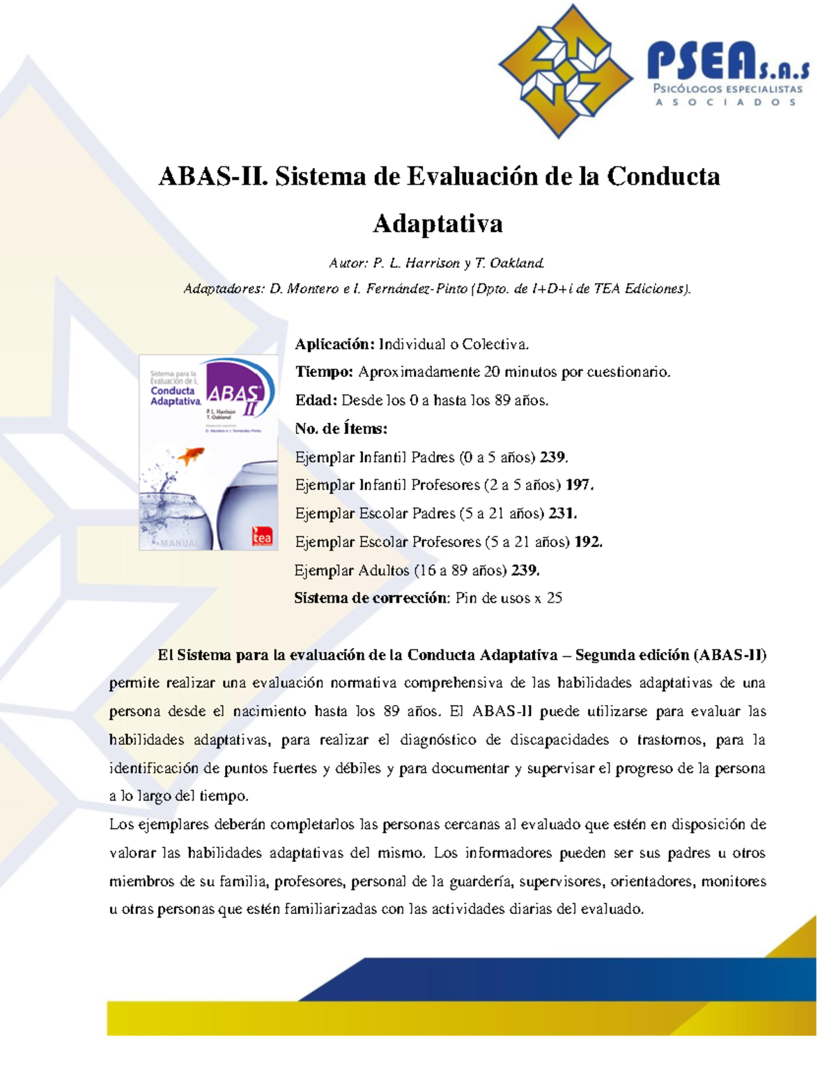 ABAS-II - Guía técnica y evaluación de habilidades adaptativas - Studocu