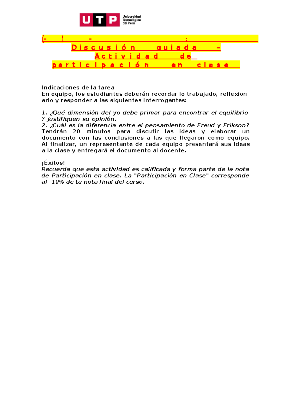 (AC-S08) Semana 08 - Actividad de Participación en Clase: Discusión ...