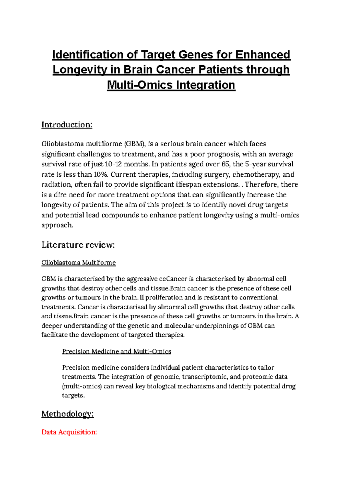 Major project - Identification of Target Genes for Enhanced Longevity ...