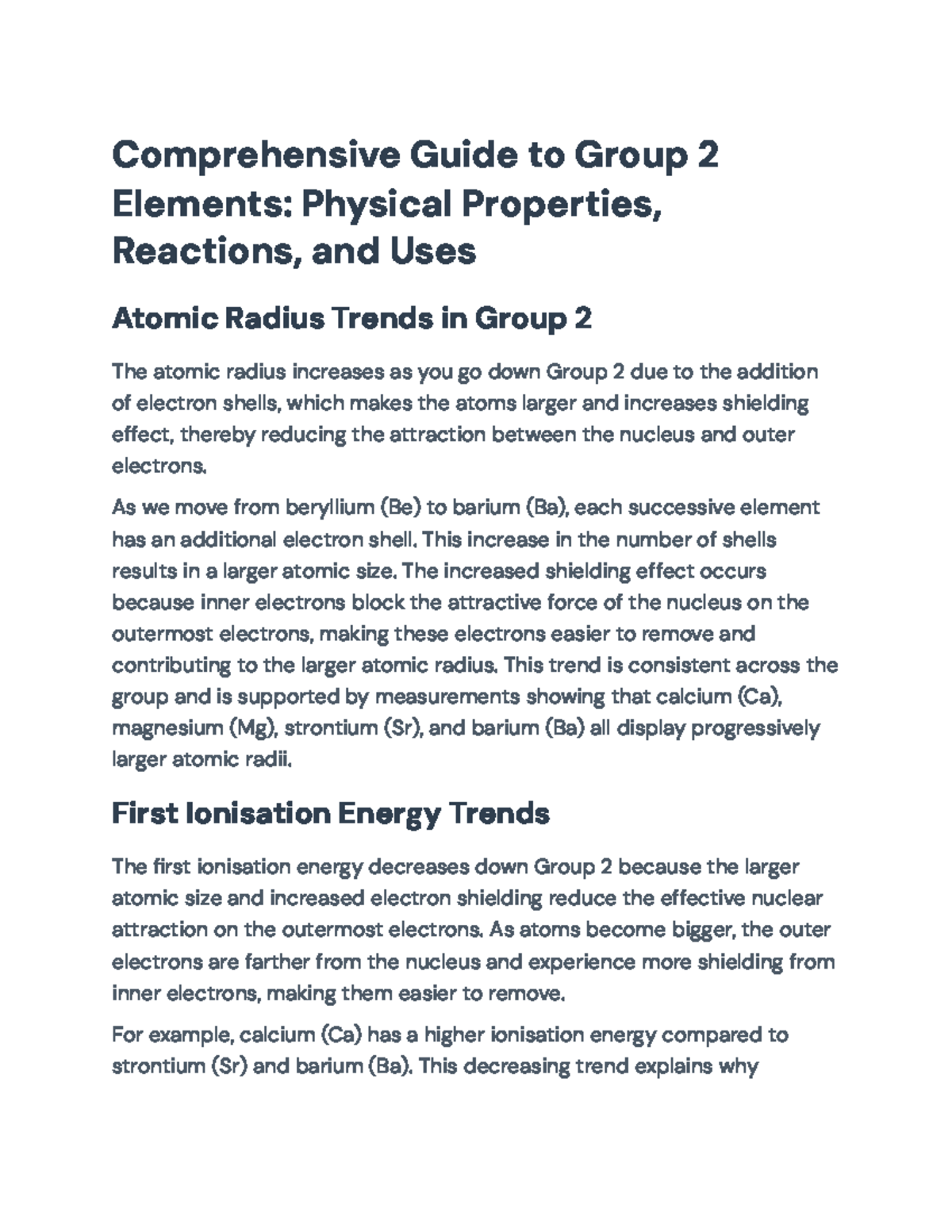 Comprehensive Guide to Group 2 Elements: Properties, Trends & Uses ...