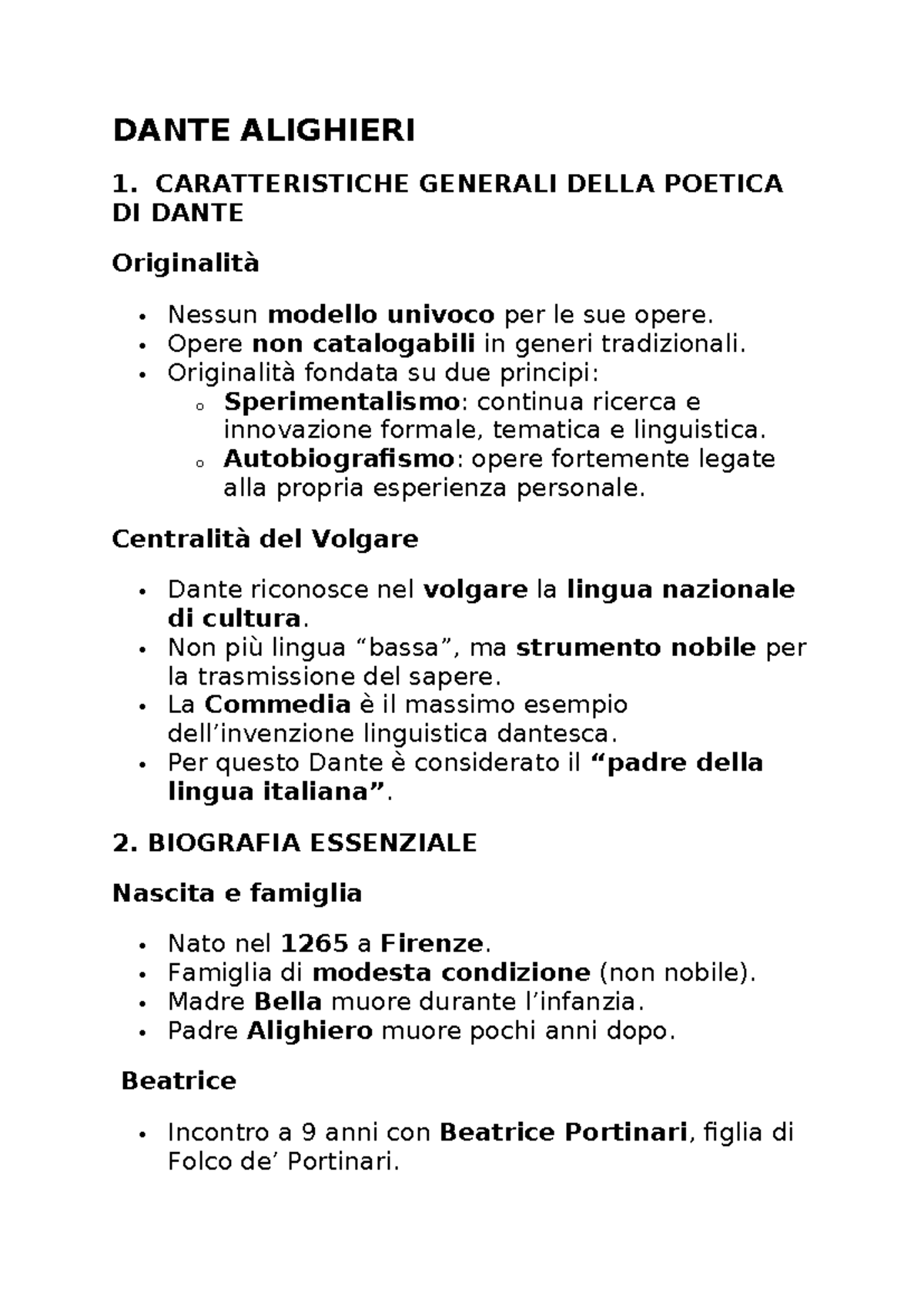 DANTE ALIGHIERI: CARATTERISTICHE POETICHE E BIOGRAFIA - SCHEMI ITALIANO ...