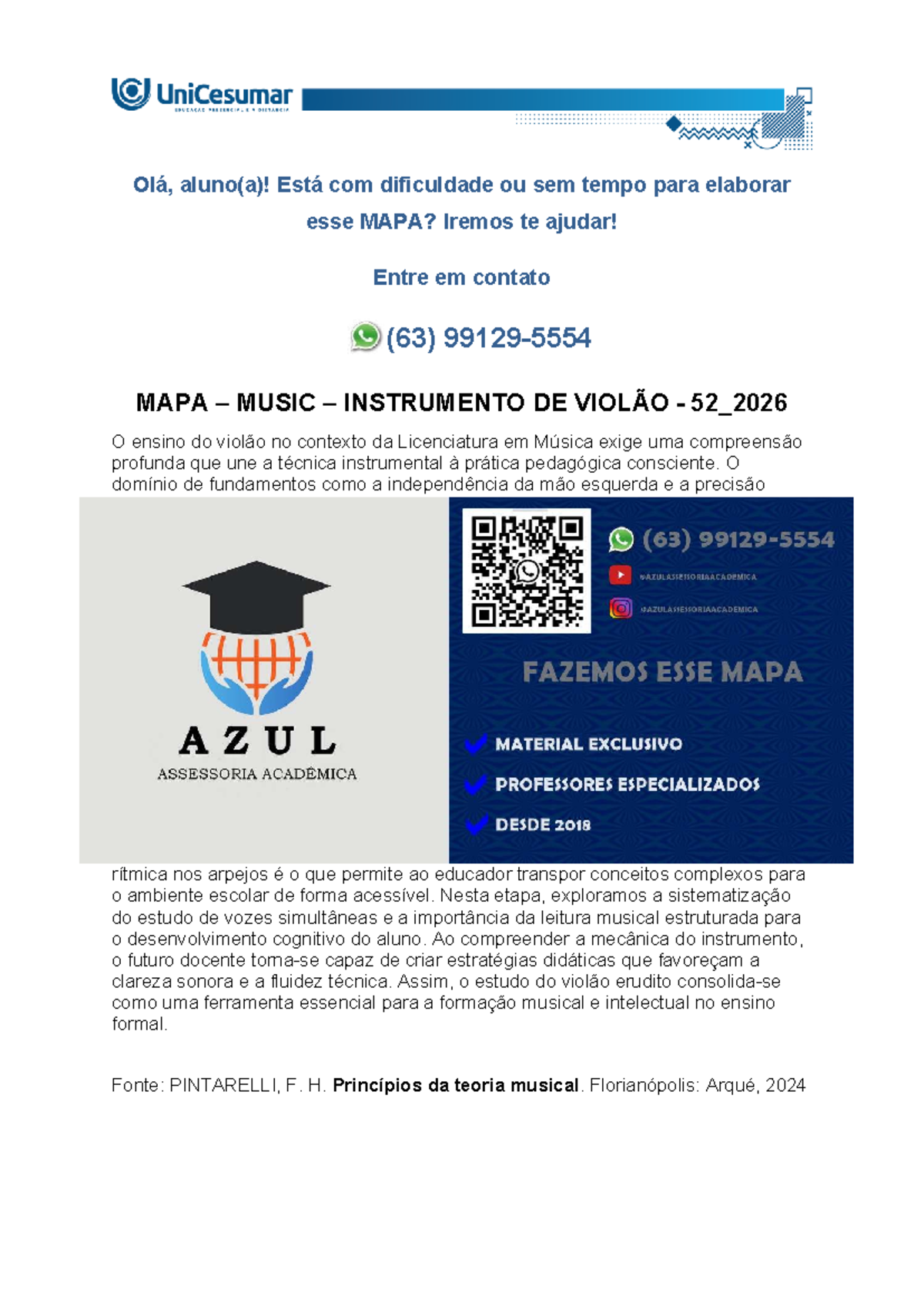 MAPA 52_2026: Ensino do Violão e Técnica de Arpejos na Música - Studocu