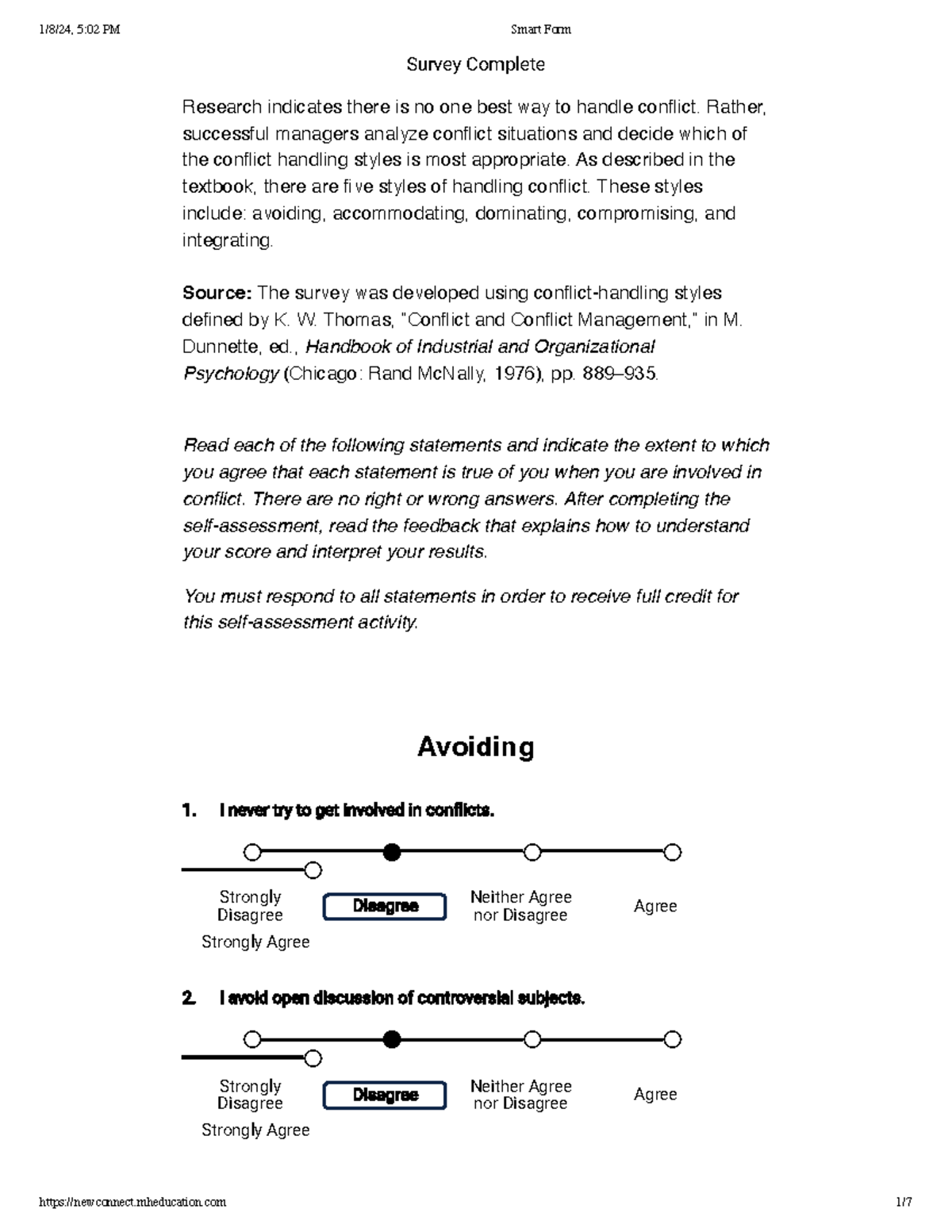 ABA 1 - Self-Assessment What Is Your Conflict-Management Style - Survey ...