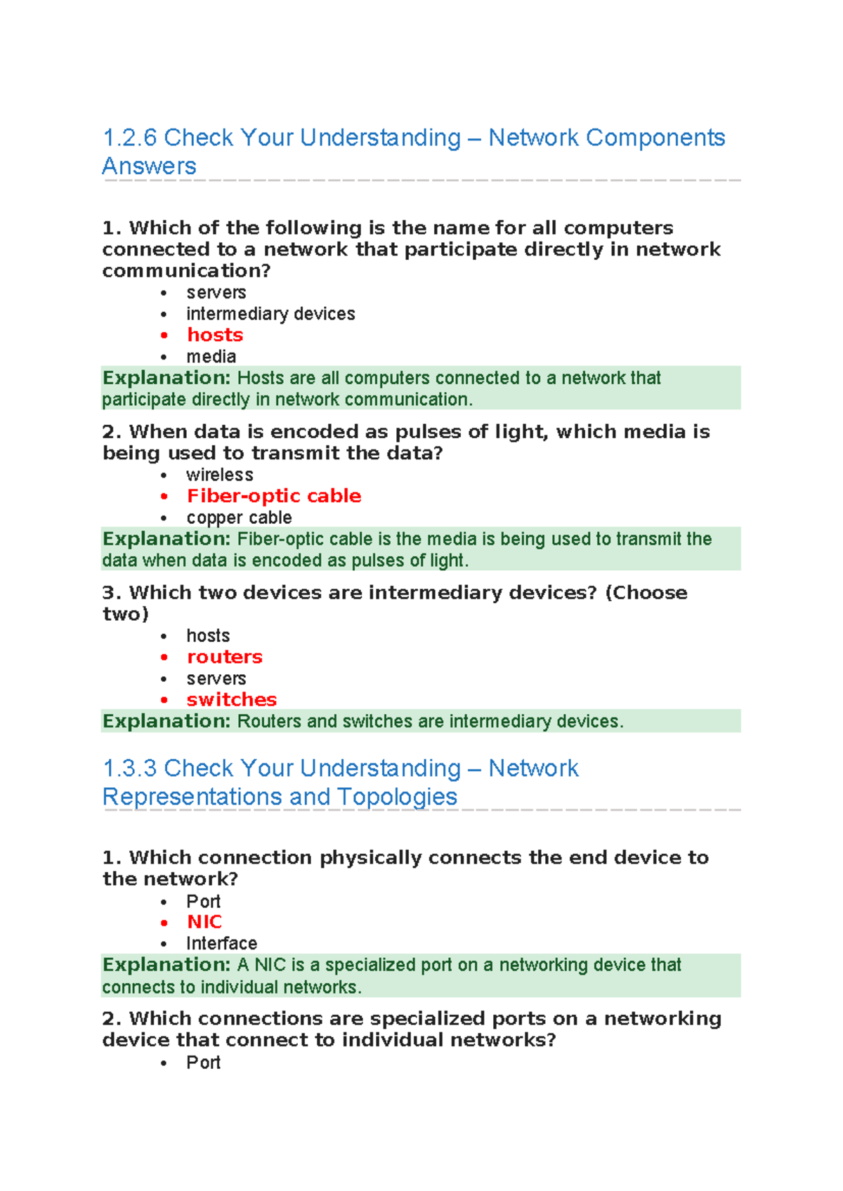 NWC204-Final Exam Key - Network Components Understanding - Studocu