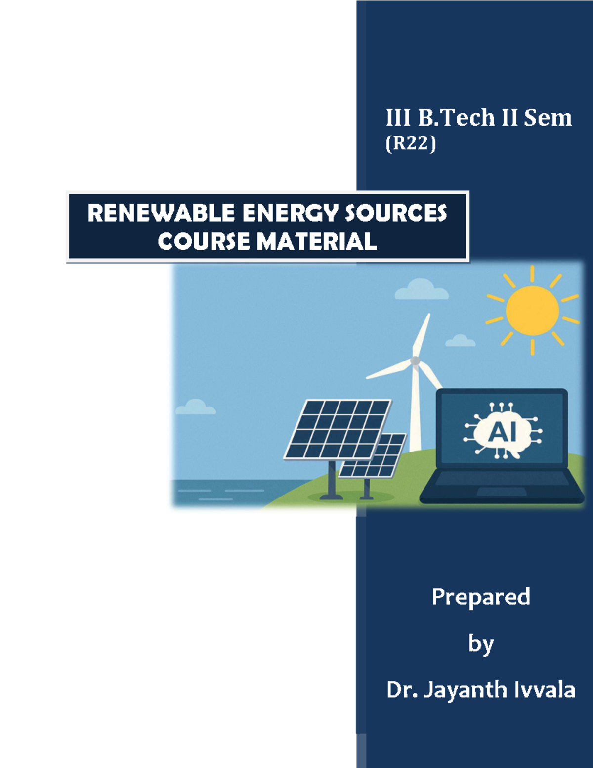 B.Tech II Sem (R22) Renewable Energy Sources Course Material by Dr. Jayanth - Studocu