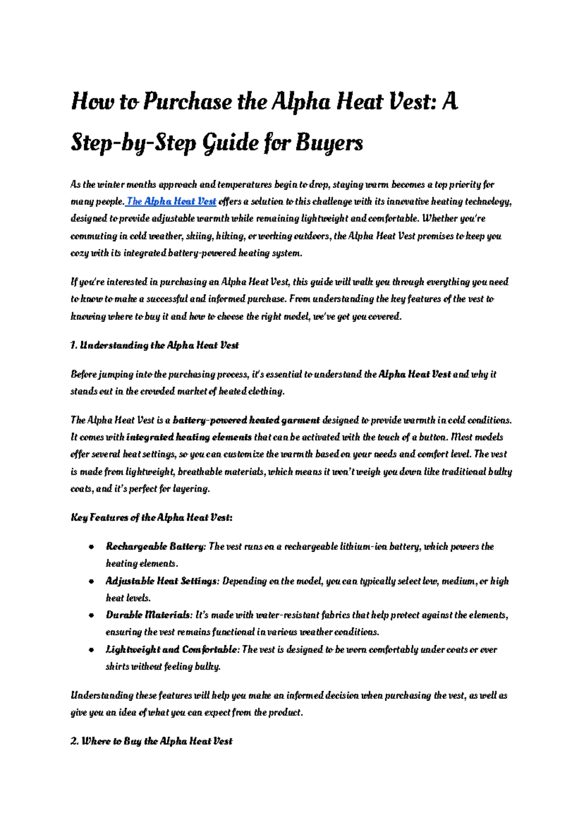 How to Purchase the Alpha Heat Vest A Step-by-Step Guide for Buyers ...