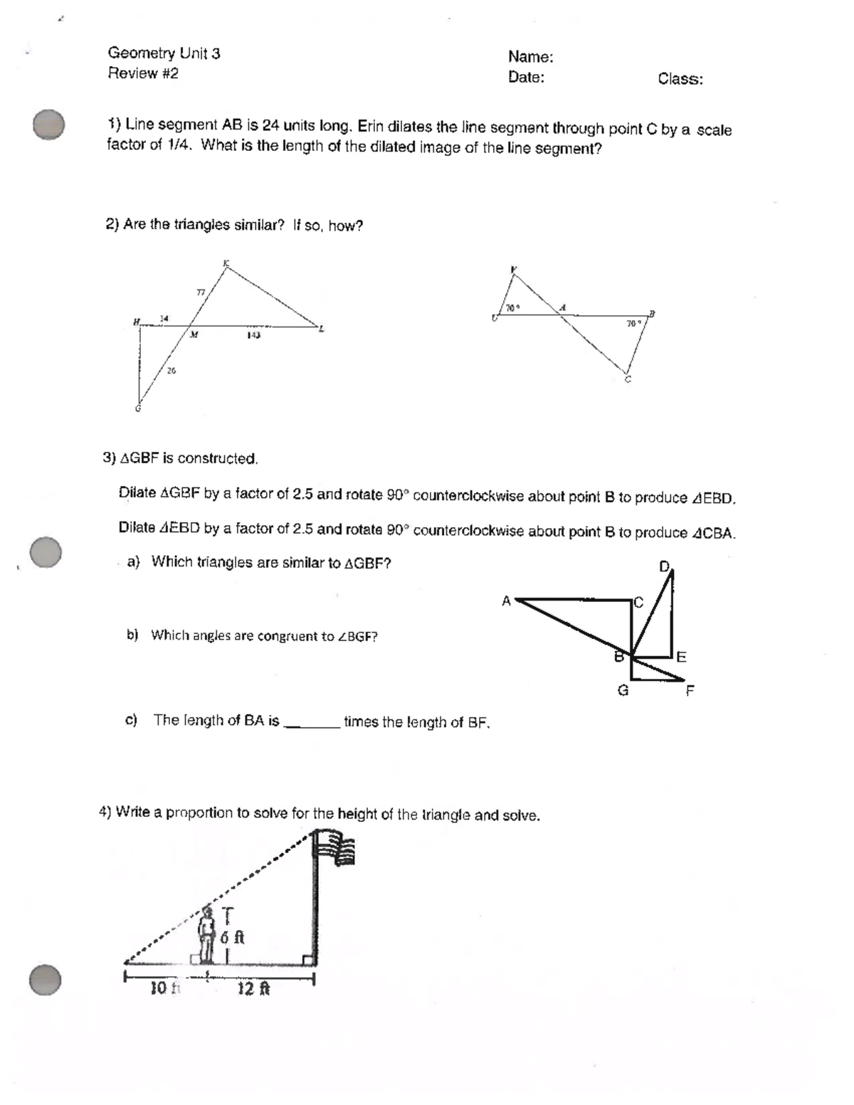 Academic Geometry 202 Chapter 7 Test Review Key - Cheet Sheet for Exams ...