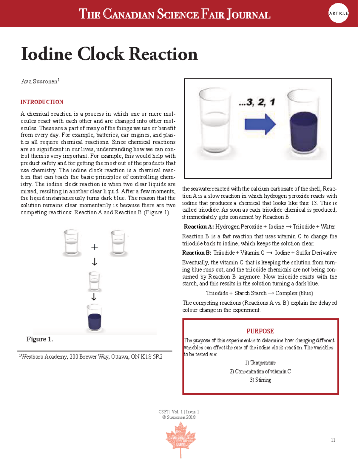 Iodine Clock Reaction Experiments: Effects on Reaction Rate CSFJ - Studocu