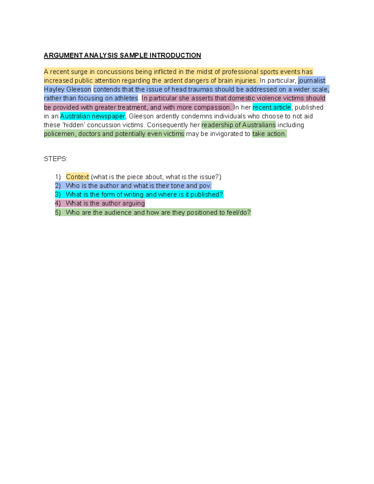 Introduction Writing Guide for Argument Analysis in Essays - Studocu