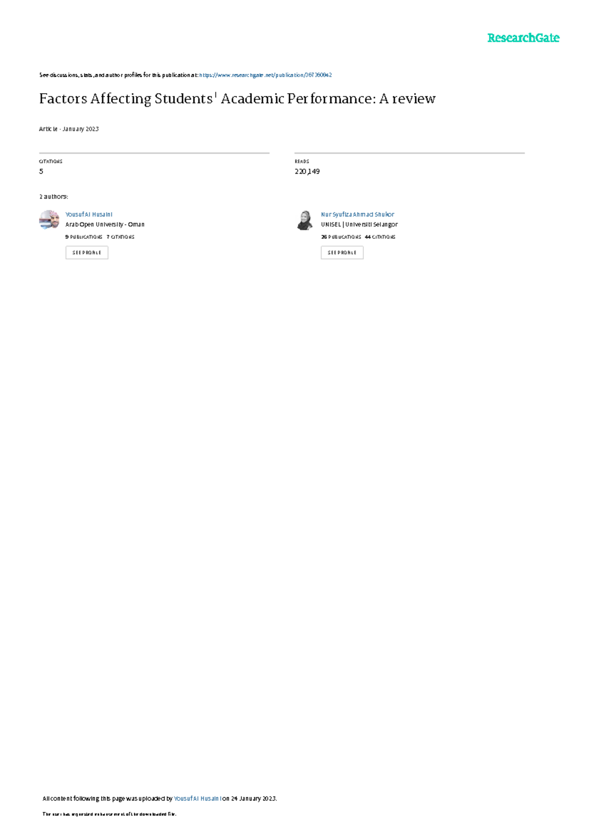 Factors Influencing Student Academic Performance: A Comprehensive ...