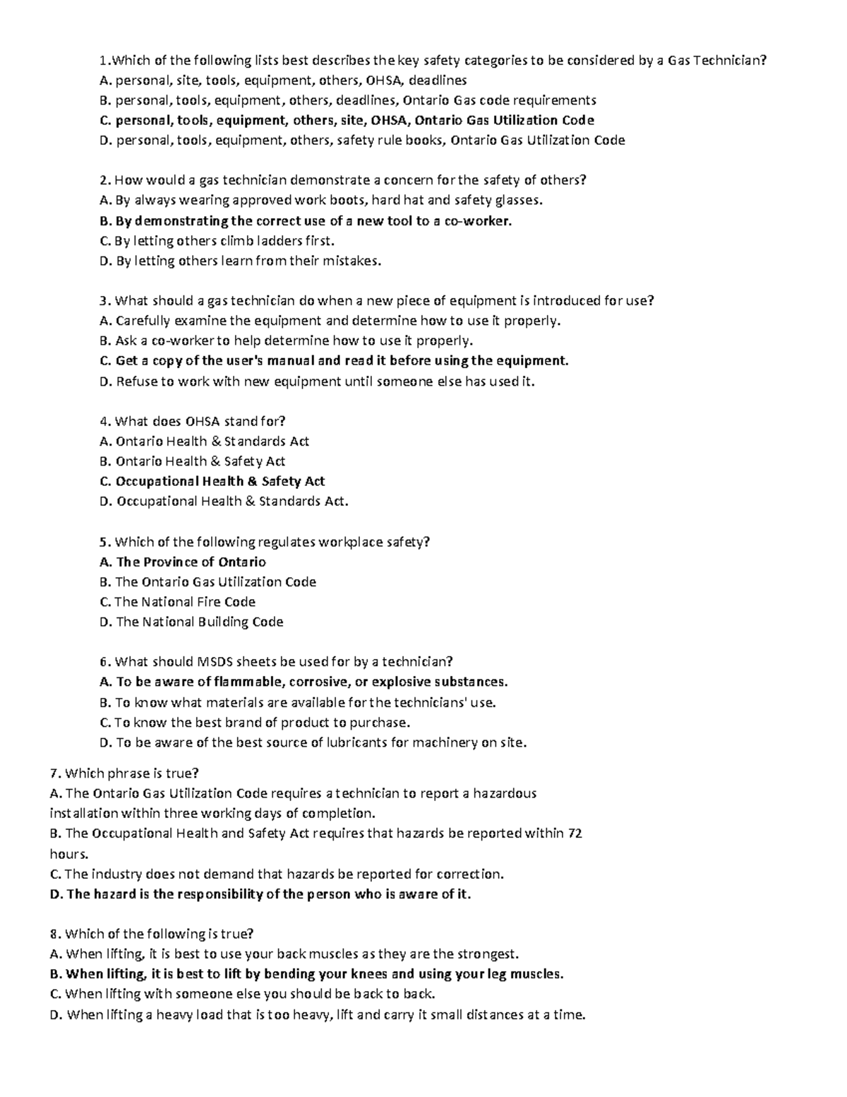 G3 Practice Questions for Gas Technician Safety Exam - Studocu