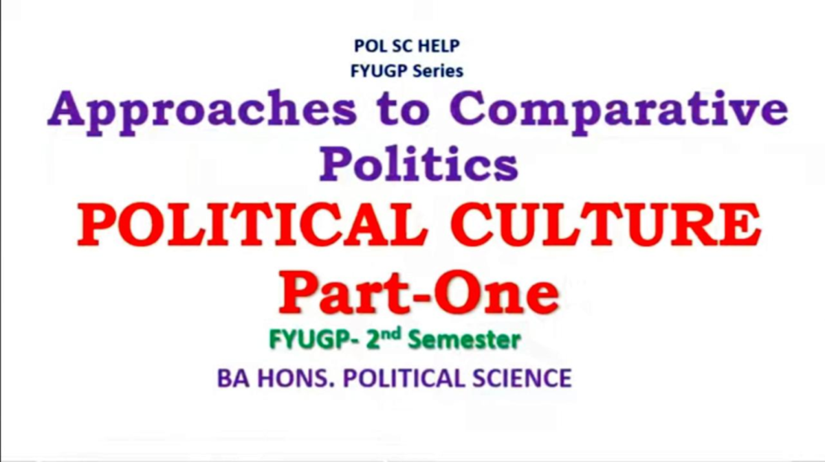 POL SC HELP FYUGP Comparative Politics: Political Culture Insights ...