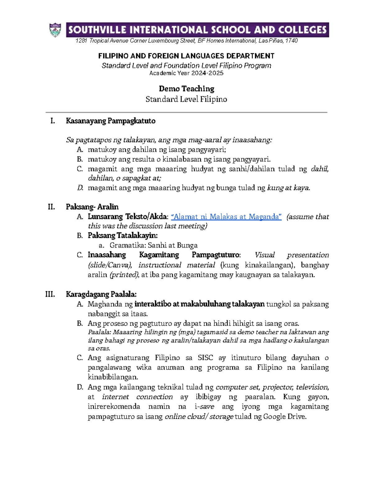 Grade 8 SL Filipino Demo Teaching Plan: Kasanayang Pampagkatuto - Studocu