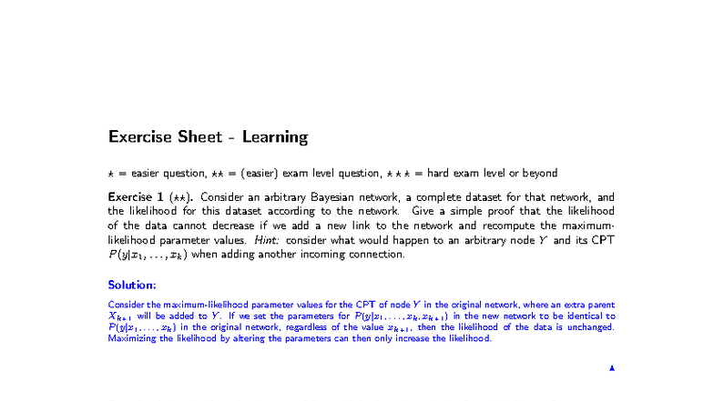 W4 Solution Sheet - Week 4 Bayesian Network Exercises - Studeersnel