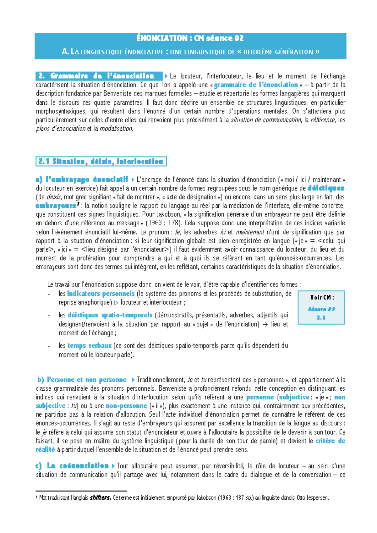 CM2 grammaire énonciation - Séance 03 2. 2 Voir CM : ÉNONCIATION : CM ...