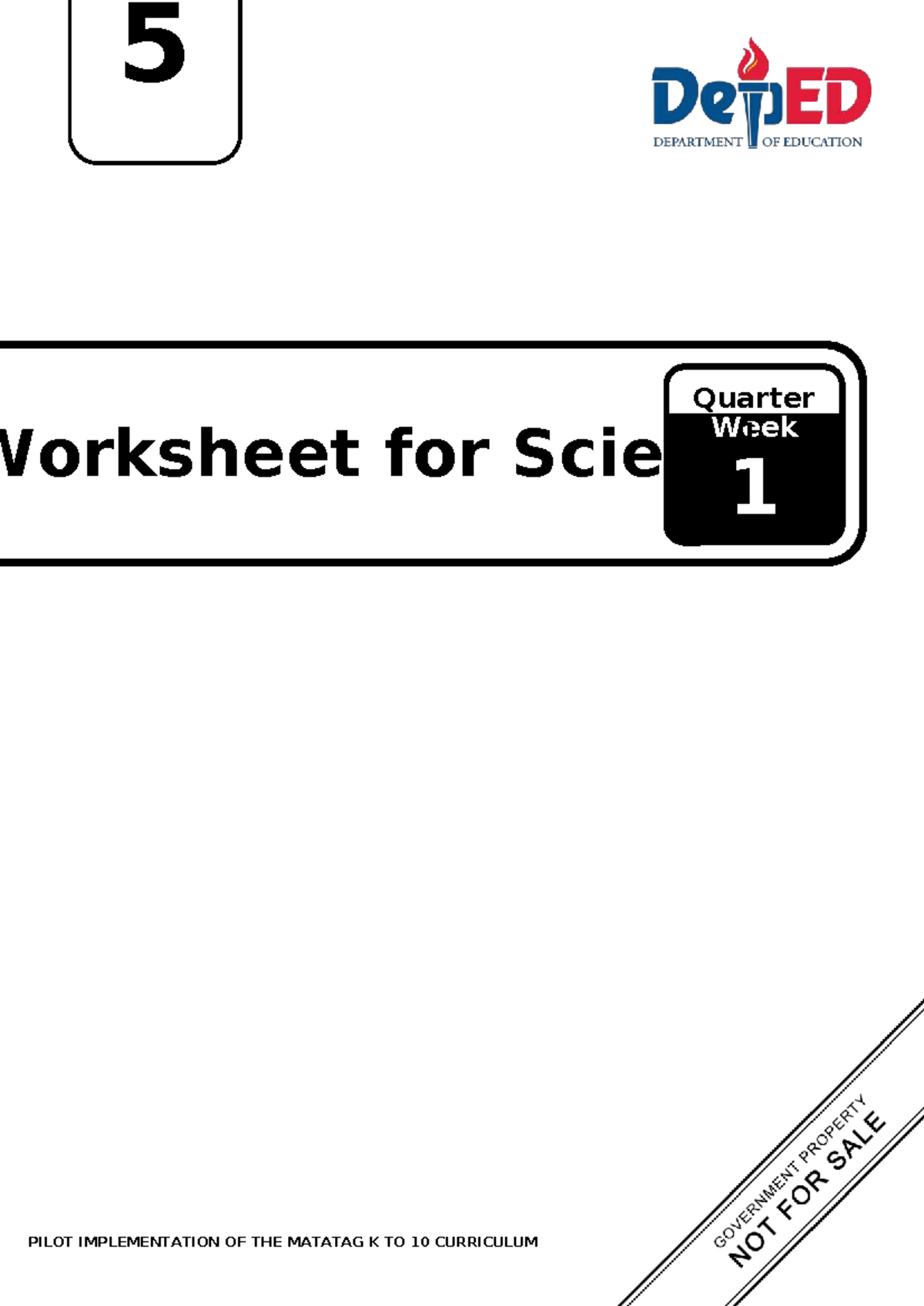 WS Science 5 Q1 Week 1: Matter Exploration Activities - Studocu