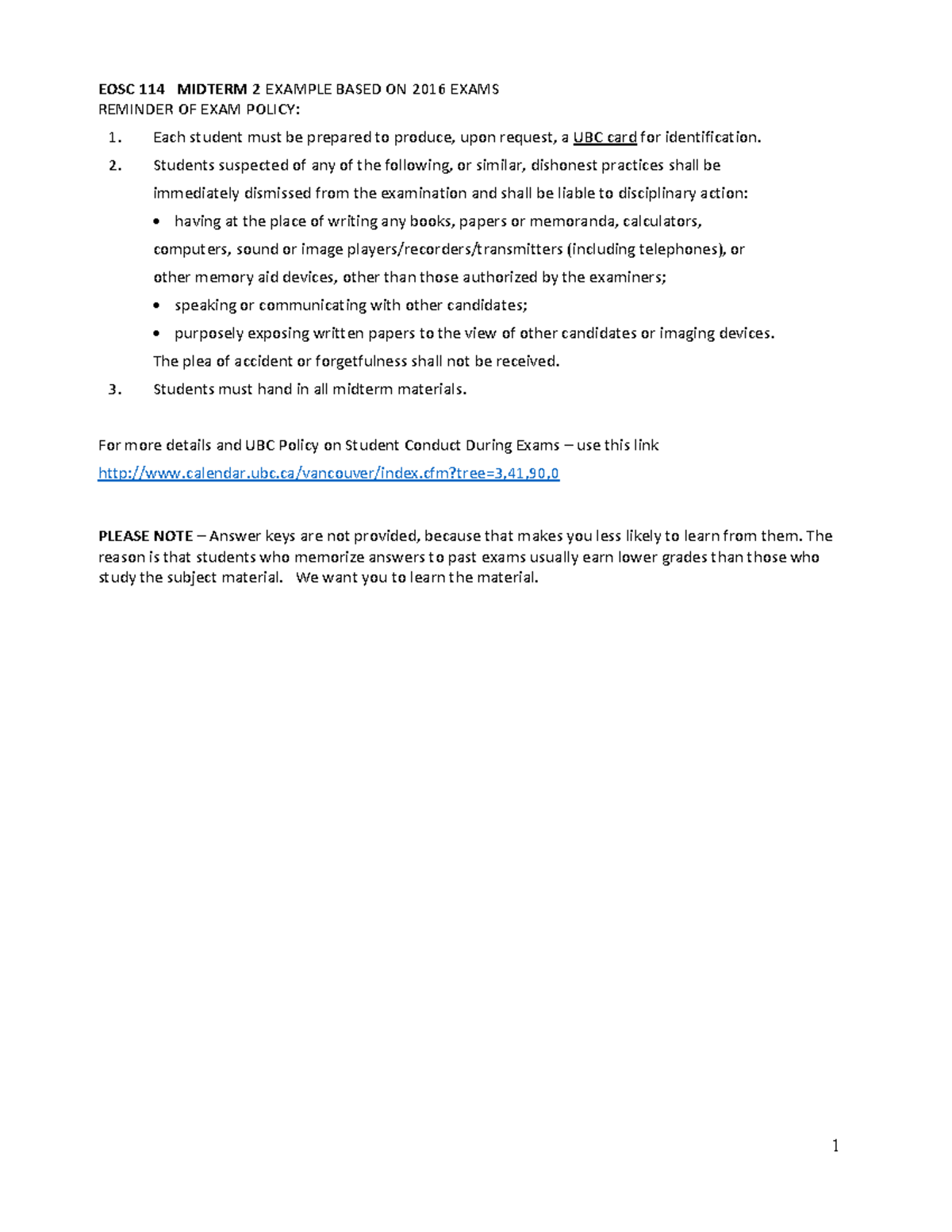 EOSC 114 Practice Midterm 2 Study Guide 2023W1 - Studocu