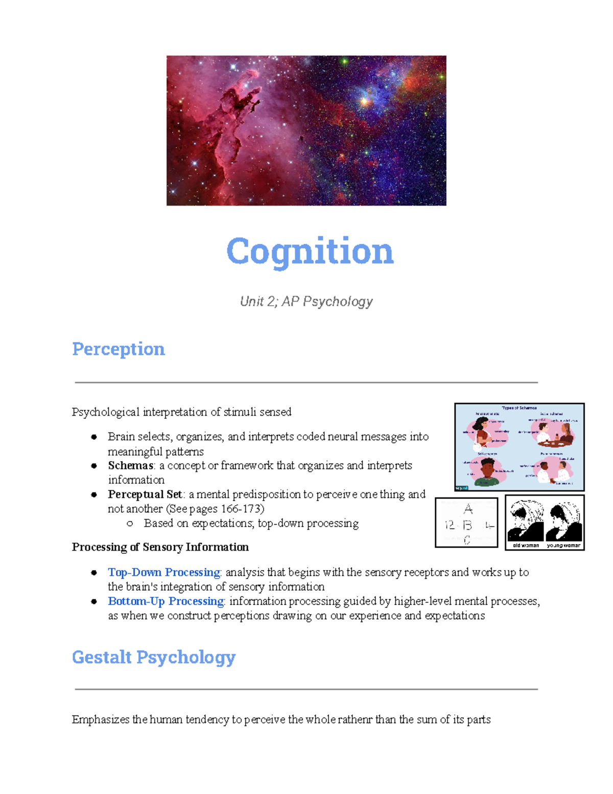 AP Psychology Unit 2 - Cognition Study Notes and Key Concepts - Studocu