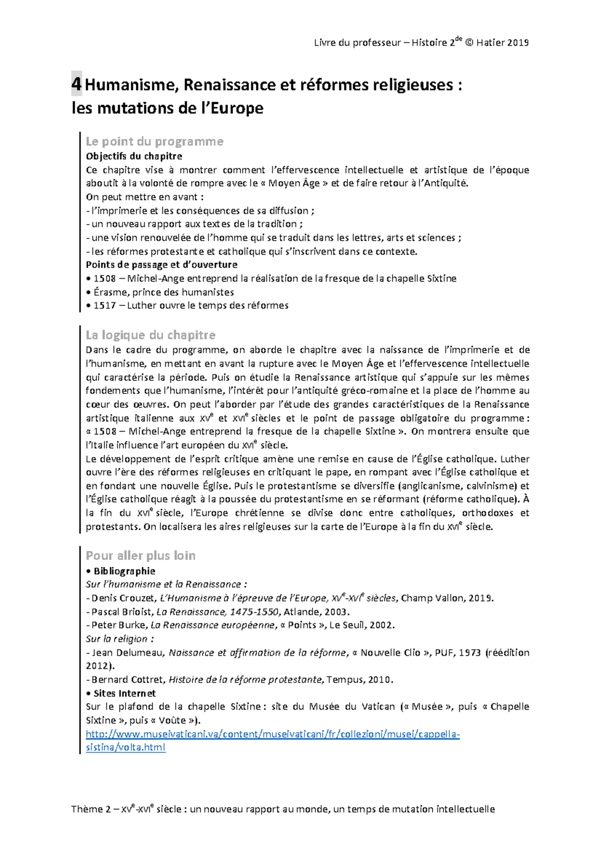 Histoire 2de LPD chap04 - 4 Humanisme, Renaissance et réformes religieuses : les mutations de ...