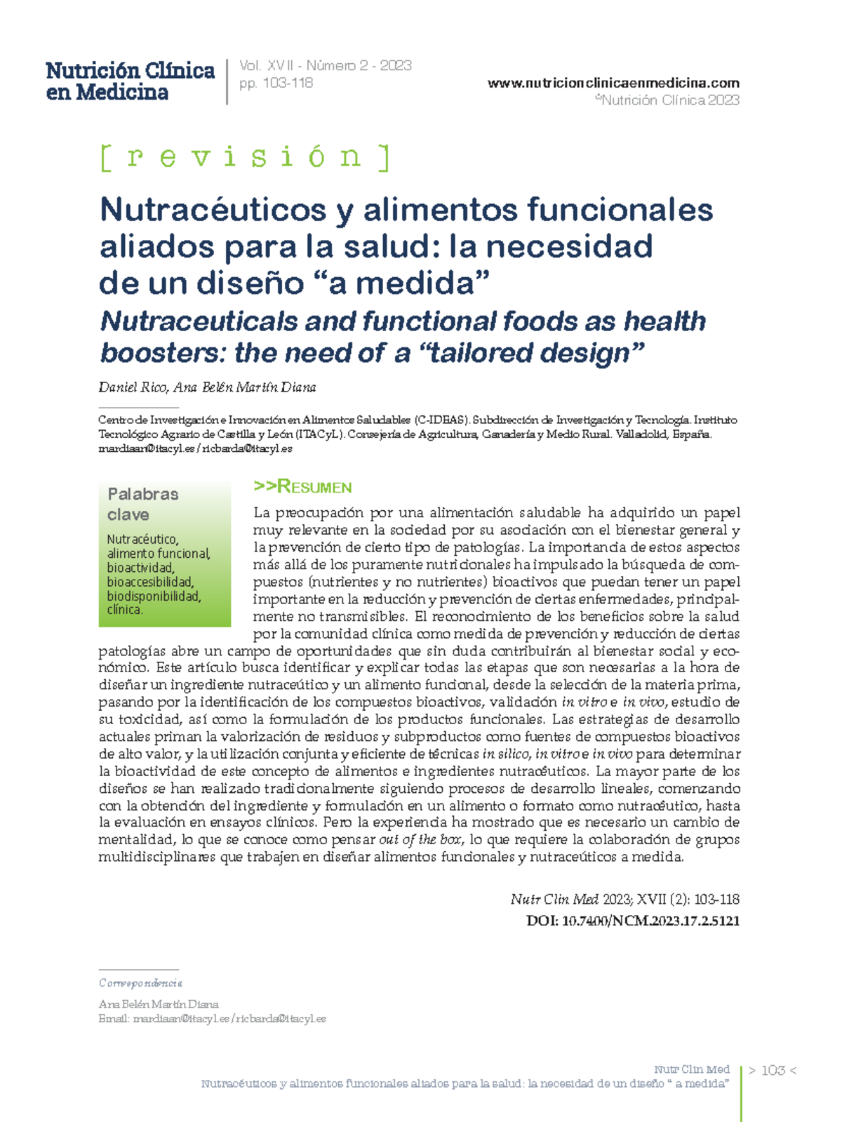 Nutr Clin Med XVII (2): Diseño de Ingredientes Nutracéuticos y ...