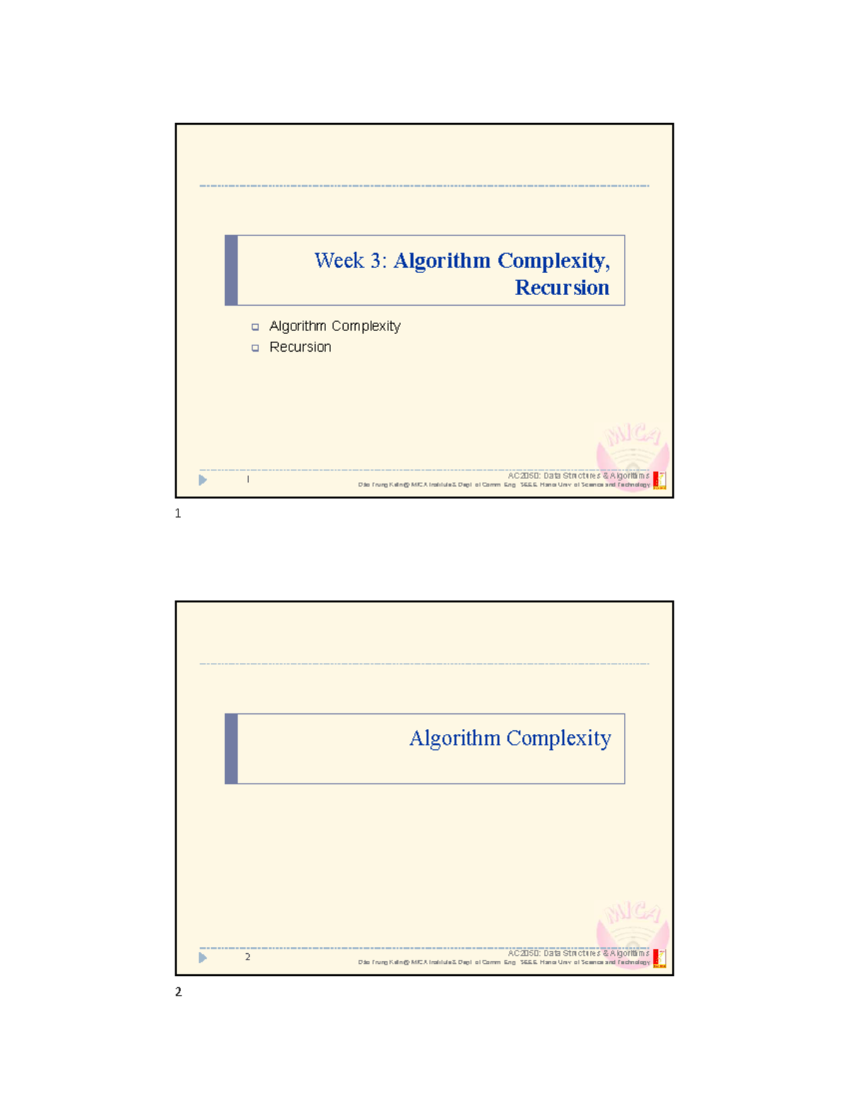 03. Complexity, Recursion - AC2050: Data Structures & Algorithms 1 Đào ...