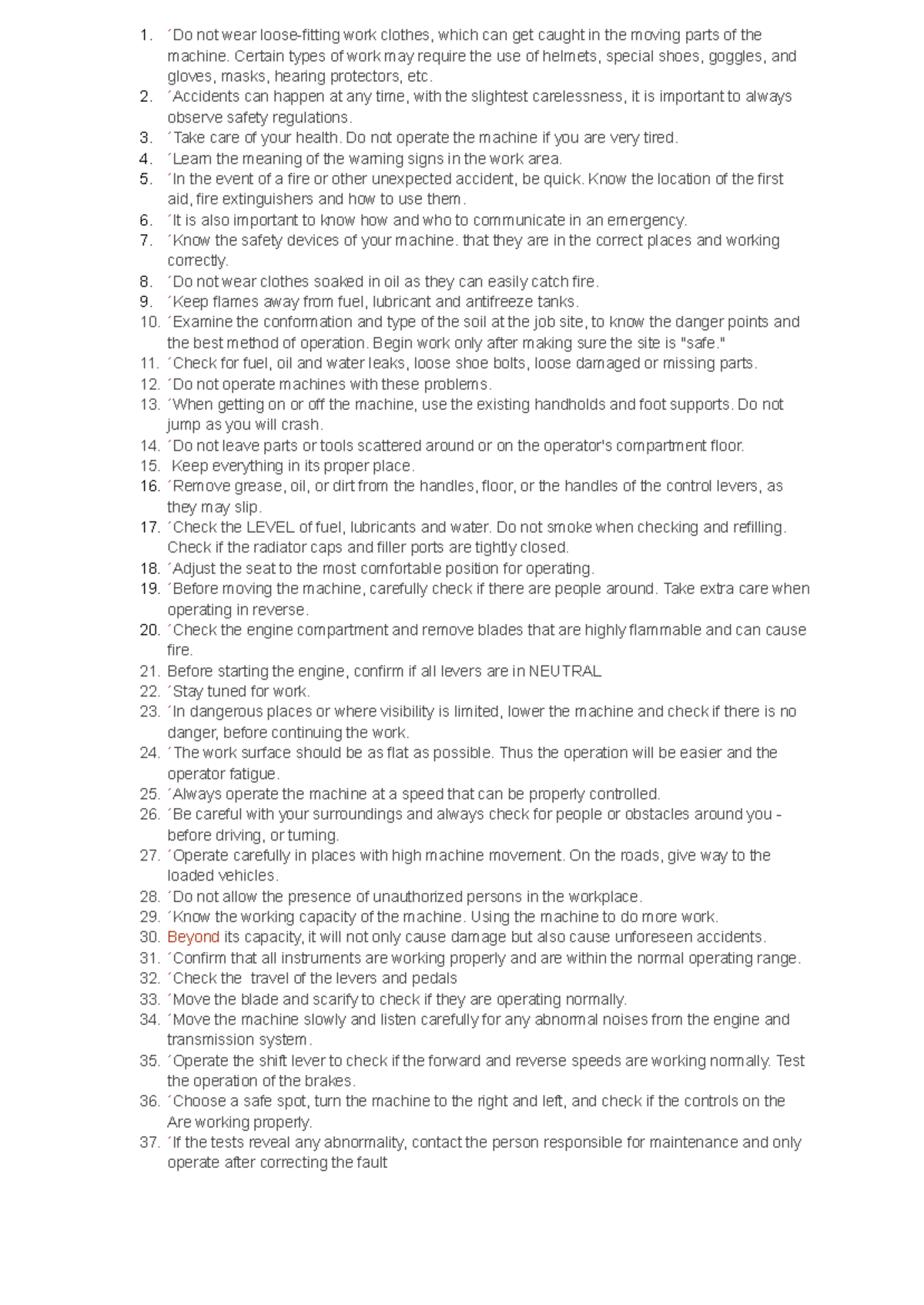 Safety Operation Guidelines for Machinery Use - ENG 101 - Studocu