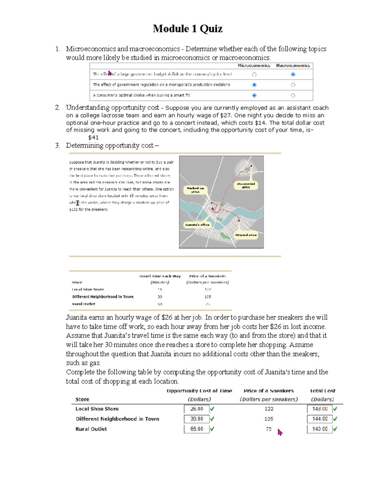 Microeconomics Quiz - Opportunity Cost & Trade-offs Analysis - Studocu