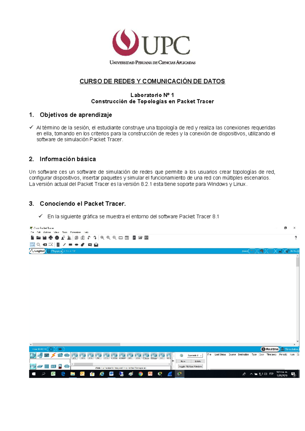 Laboratorio Nº 1 - Construcción de Topologías en Packet Tracer - Studocu