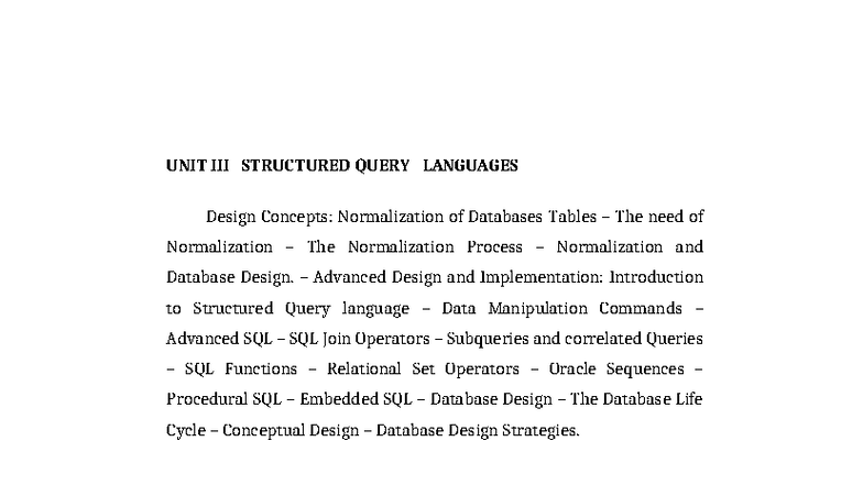 DBMS 101: SQL Design Concepts & Normalization Techniques - Studocu