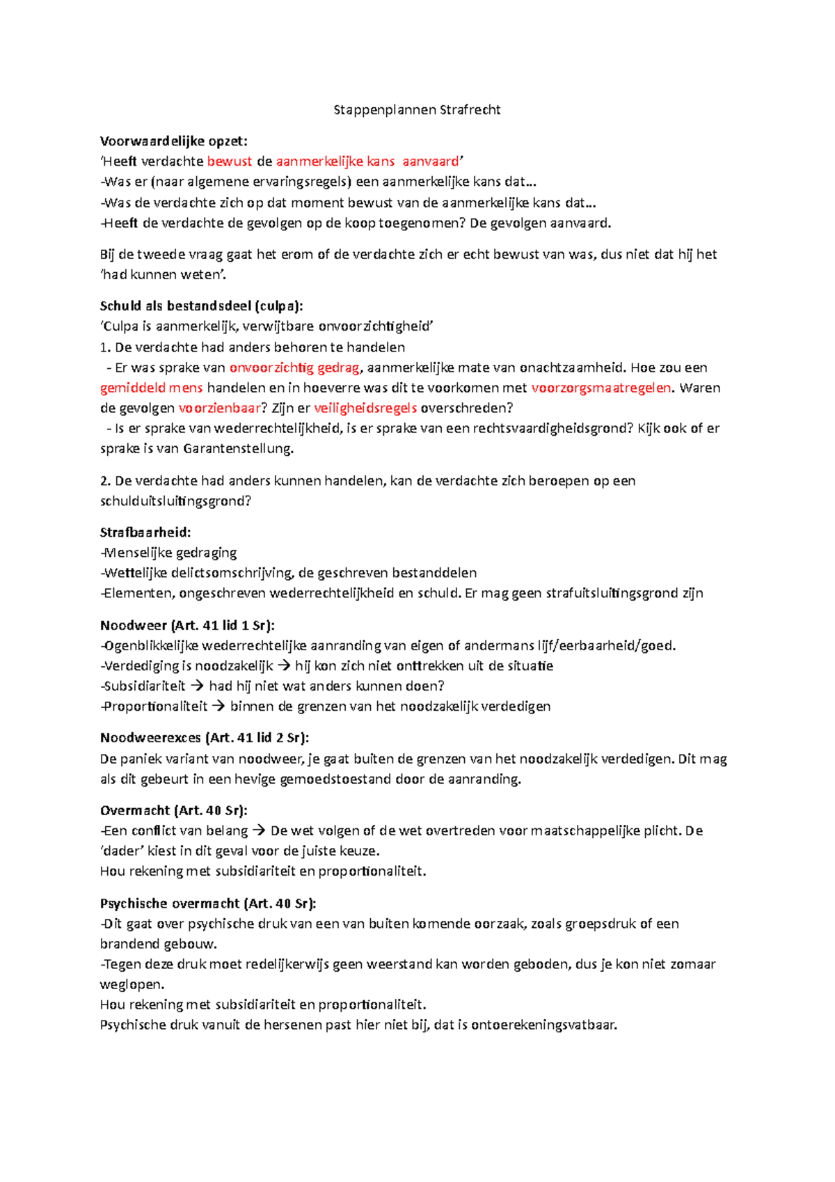 Stappenplannen Strafrecht: Voorwaardelijke Opzet en Schuldanalyse ...