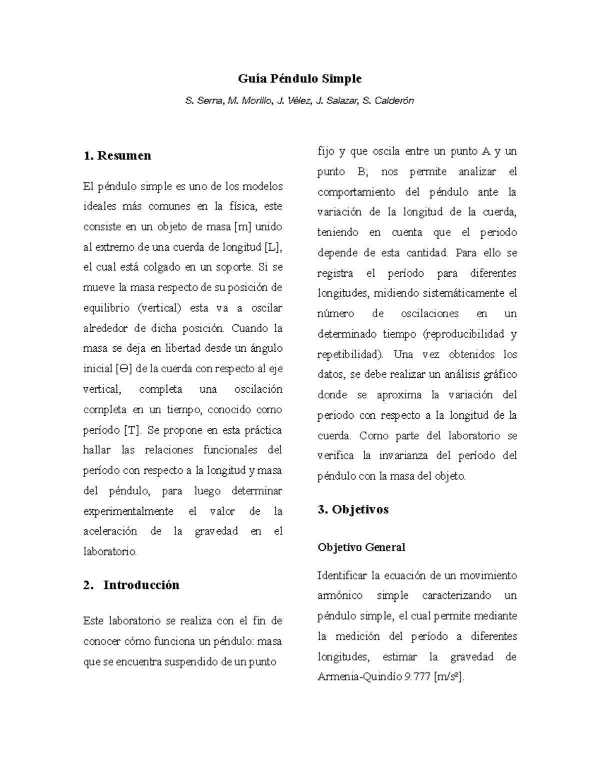 Movimiento Armonico Simple - Masa Resorte - Guía Péndulo Simple S ...