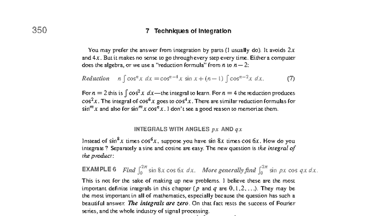 CH7 Part 04 - Techniques of Integration and Trigonometric Integrals ...