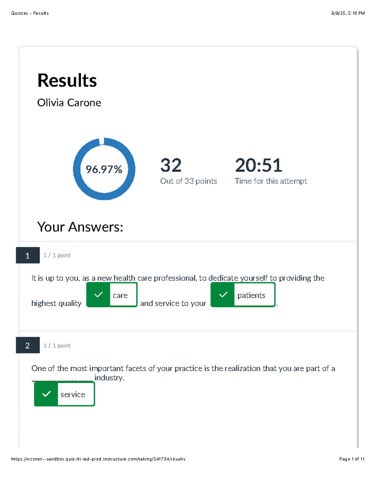 Radiology Customer Service Skills Quiz Results (Course Code: RCS101 ...