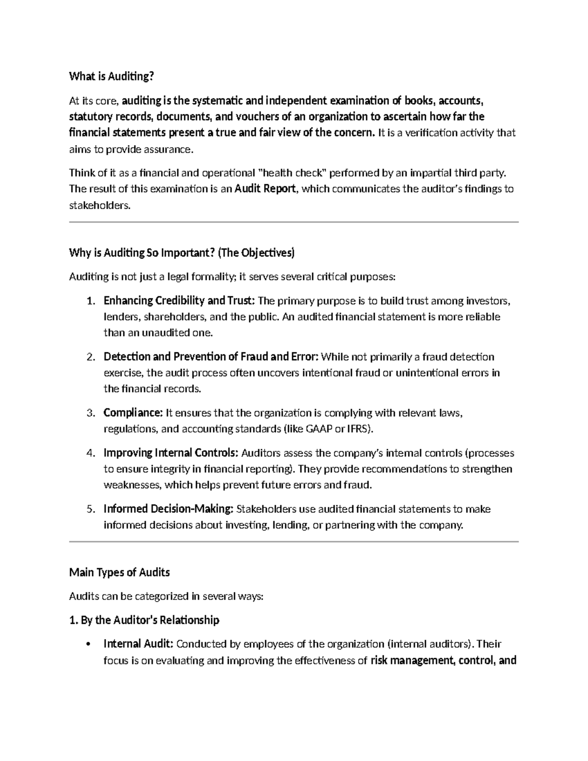 Understanding Auditing: Importance, Types, and Future Trends - Studocu
