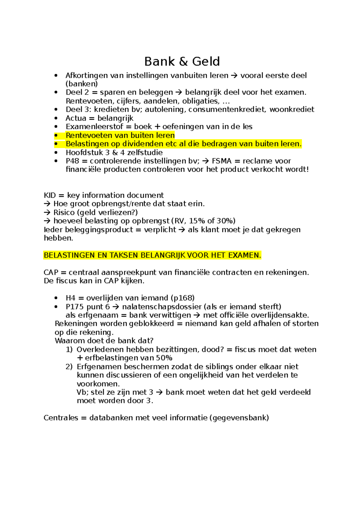 Bank & Geld - Examen Notities voor Financiële Studies - Studocu