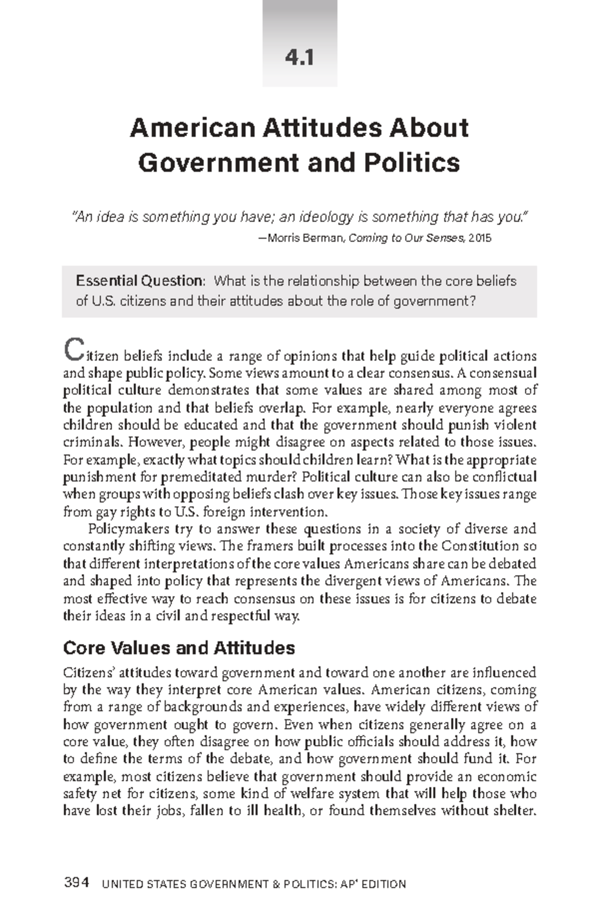 Unit 4.1: American Attitudes on Government & Politics - AP Gov Insights ...
