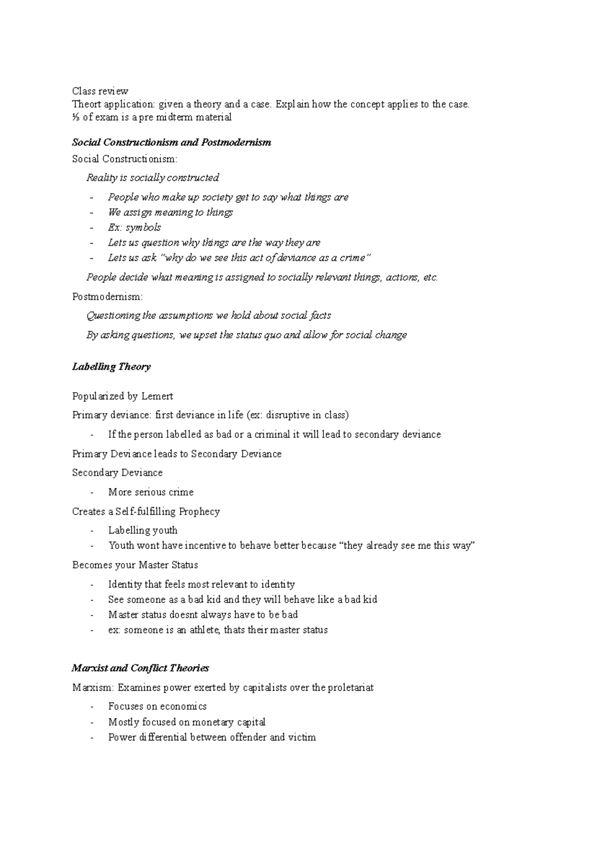 SOC2700 In-Class Review: Theoretical Applications of Social Constructs ...